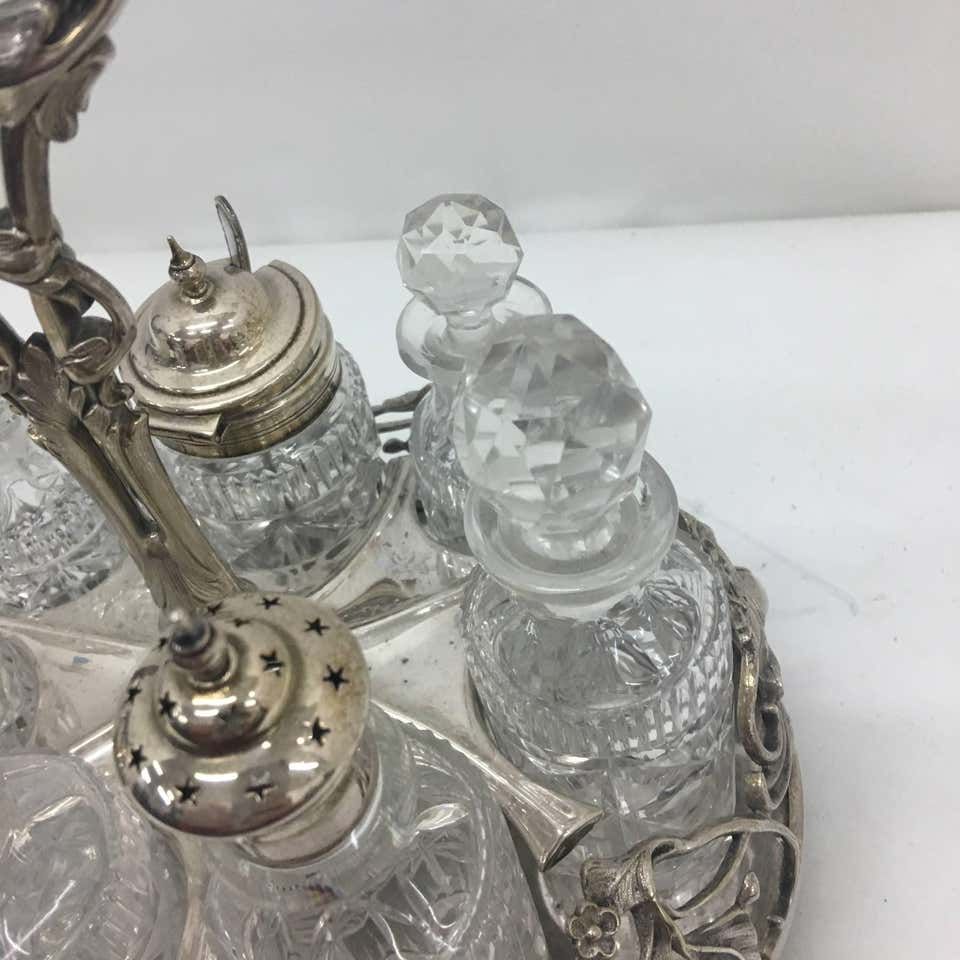 Rare T. Elkington Victorian Silver Plated British Table Cruet Set, 1870
