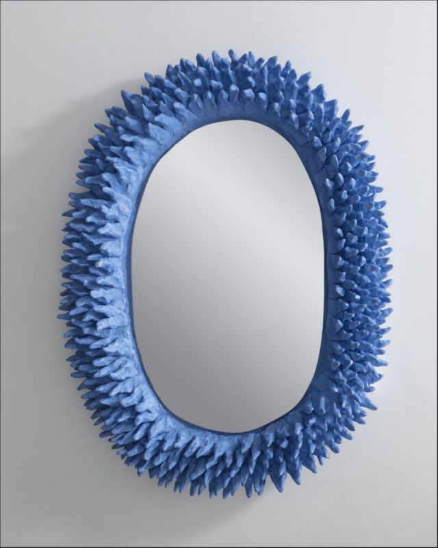 Unique Spiky Wall Mirror in painted ceramic by Katie Stout, USA, 2017.