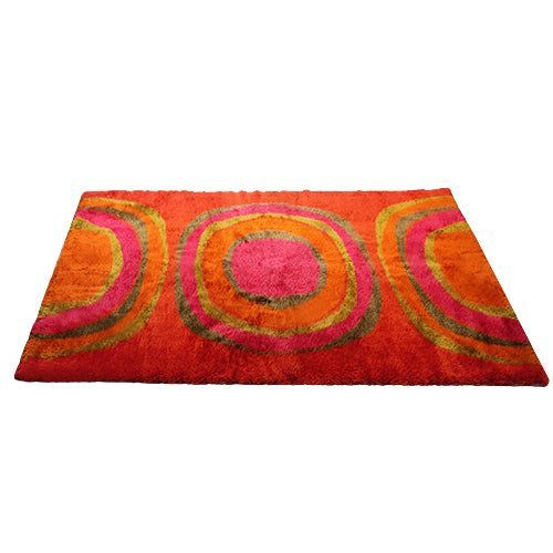1970s Gorgeous Space Age Rug in Wool. Made in Italy