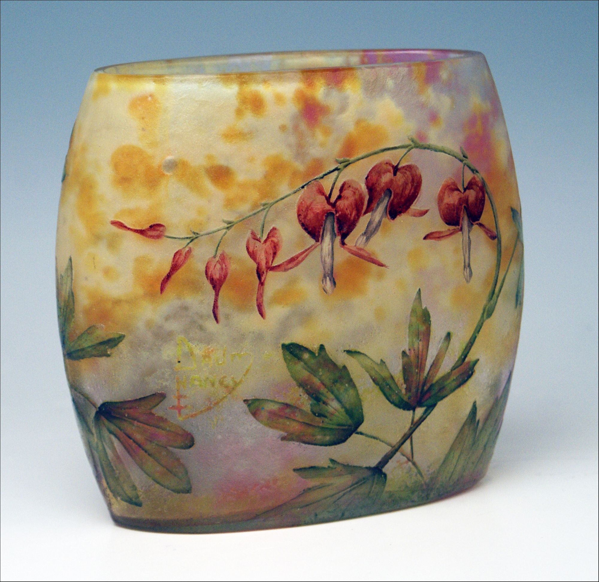 Daum Nancy Glass Pillow Vase Art Nouveau Bleeding-Hearts France ...
