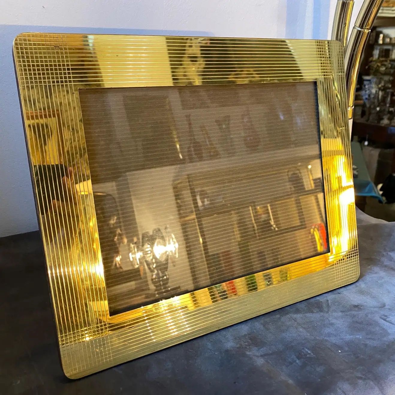 1960s Rare Mid-Century Modern Gilded Metal Italian Picture Frame