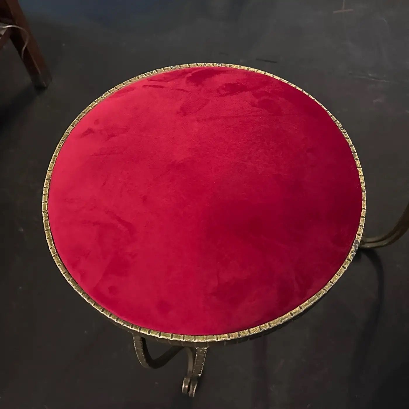 1950s Mid-Century Modern Gilded Iron and Red Velvet Stools by Pier ...