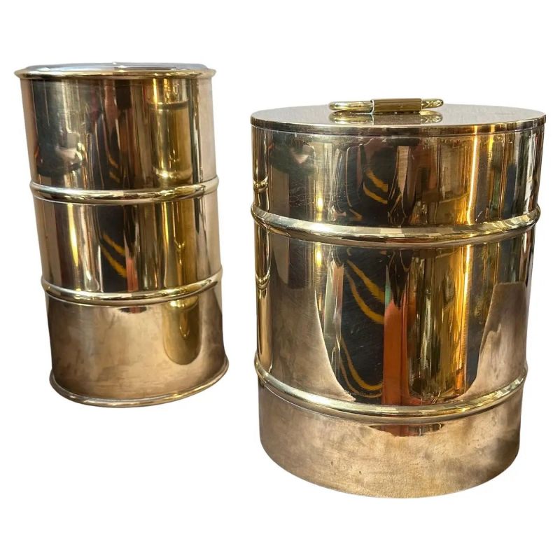 1970s Mid-Century Modern Brass Italian Ice Bucket and Wine Cooler ...