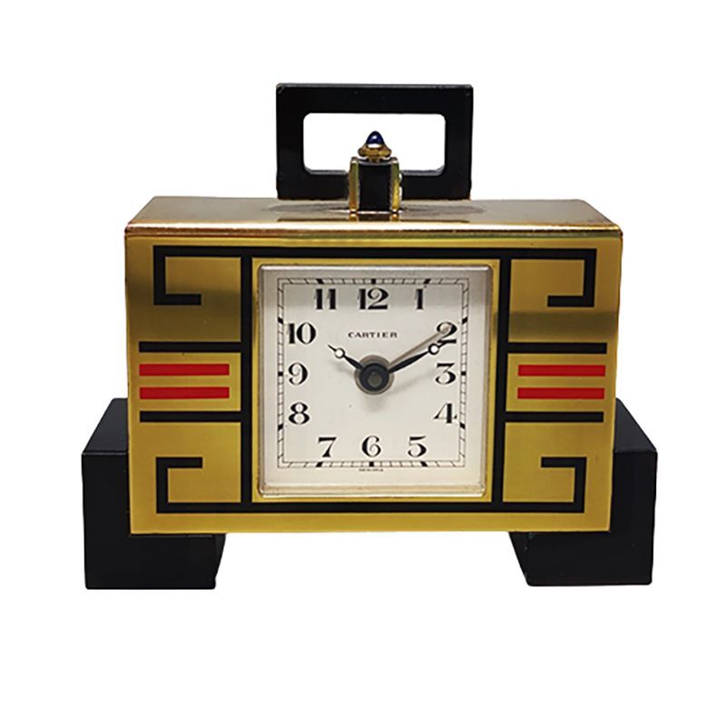1990s Gorgeous Cartier Alarm Clock Pendulette "Art Deco". Made in France