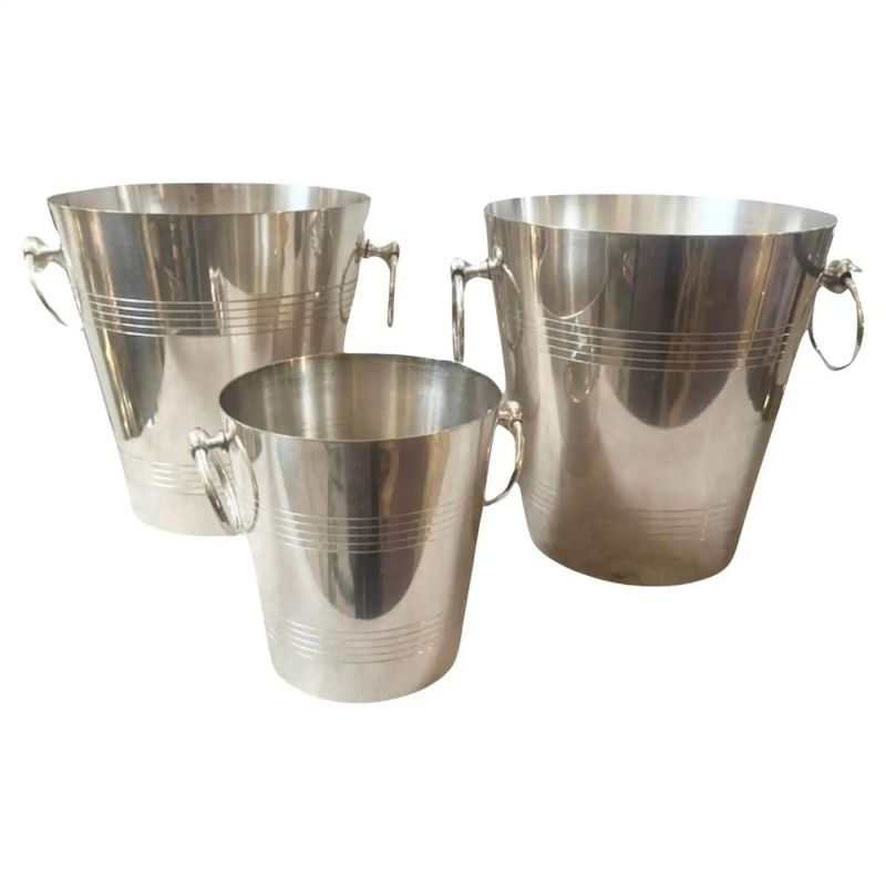 1940s Art Deco Set of Two French Wine Coolers and Ice Bucket by Gelb