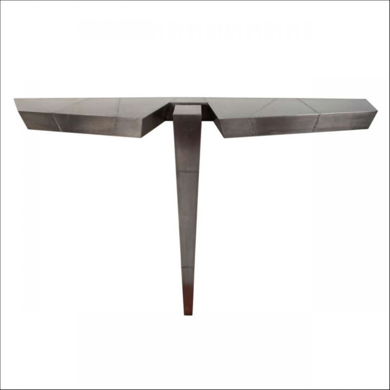 Mauro Fabbro "Kubrick" console. Wood structure with pewter coating. 2011.