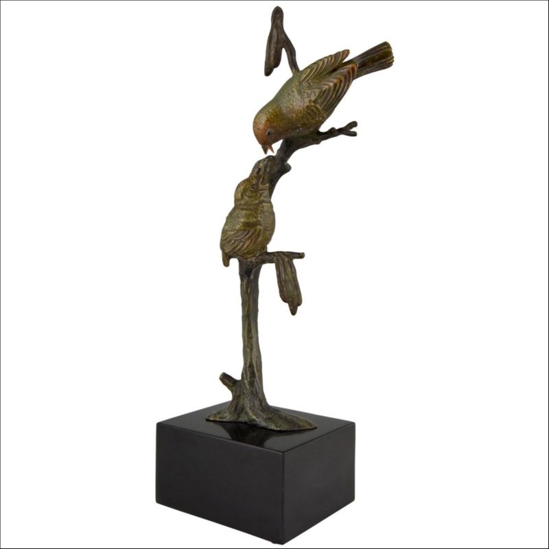Irenee Rochard Art Deco bronze sculpture two birds on an branch France 1930
